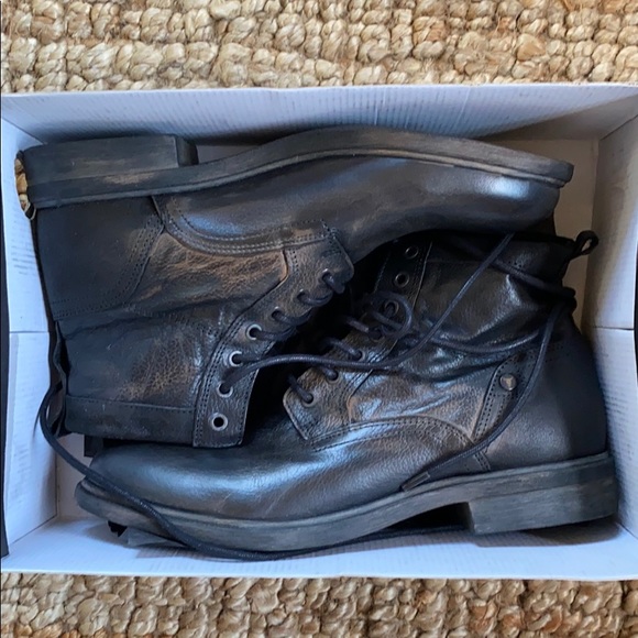 Shoes | Black Leather Distressed Boots | Poshmark